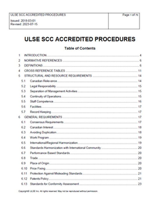 ULSE SCC Accredited Procedures - UL Standards & Engagement