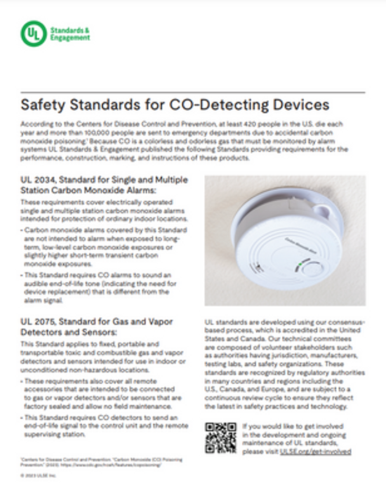 Safety Standards for CO-Detecting Devices - UL Standards & Engagement