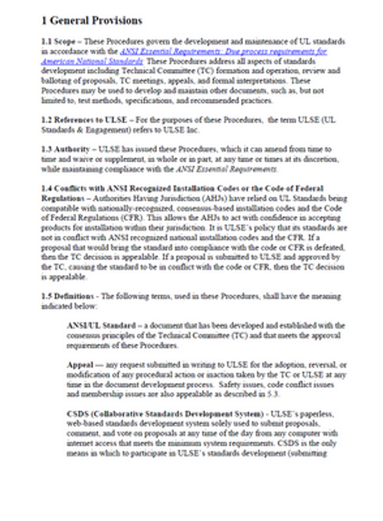 ULSE ANSI Accredited Procedures - UL Standards & Engagement